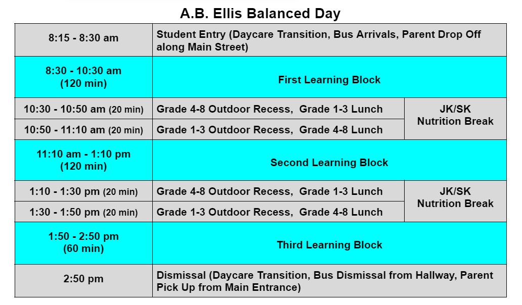 Balanced Day & Nutrition Breaks - A.B. Ellis Public School